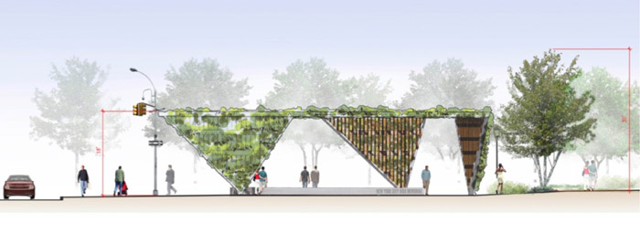 Green Triangular Canopy by studio a+i - 谷德设计网