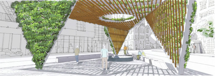 Green Triangular Canopy by studio a+i - 谷德设计网