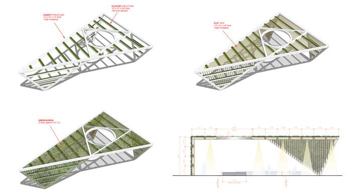 Green Triangular Canopy by studio a+i - 谷德设计网
