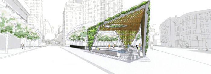 Green Triangular Canopy by studio a+i - 谷德设计网