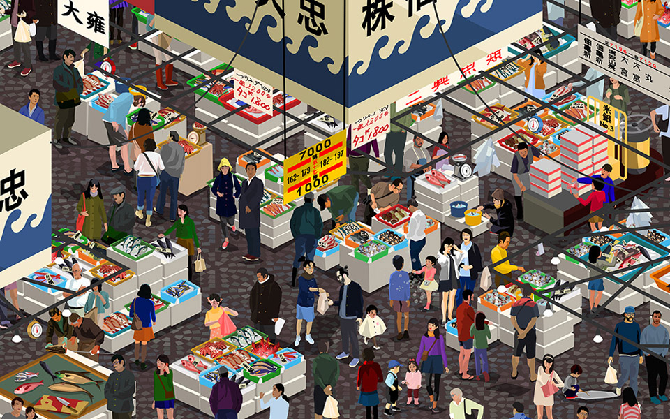 Illustrated Scenes from World Markets / Jingyao Guo - 谷德设计网