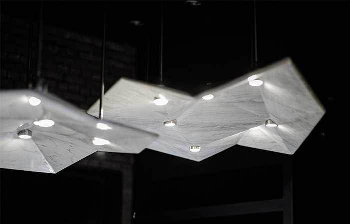 Suspended Marble Lighting in Space and “Buildiniture” / Atelier Alter ...