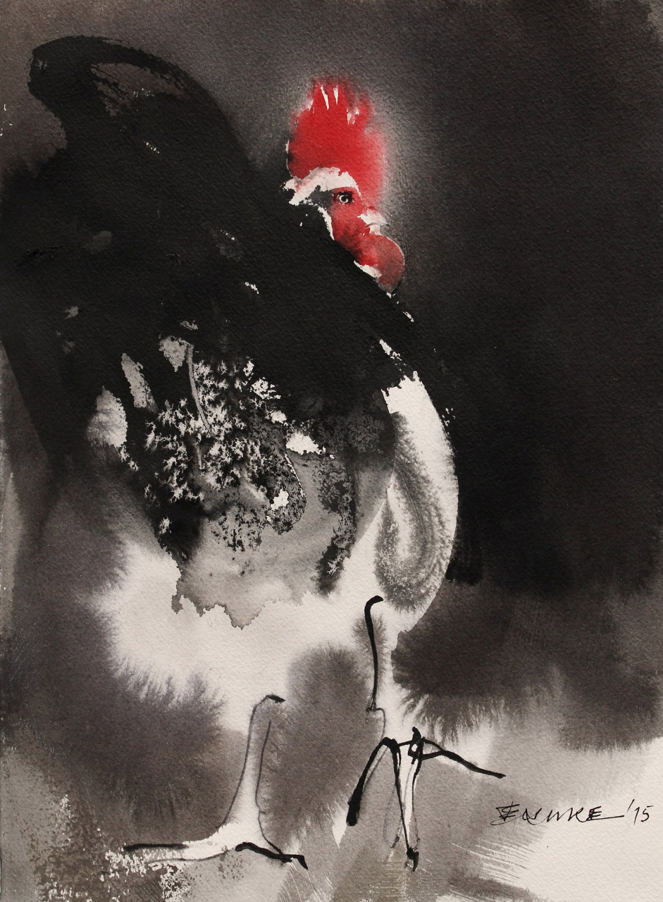 Powerful Ink Paintings by Endre Penovac For The Year of Rooster - 谷德设计网