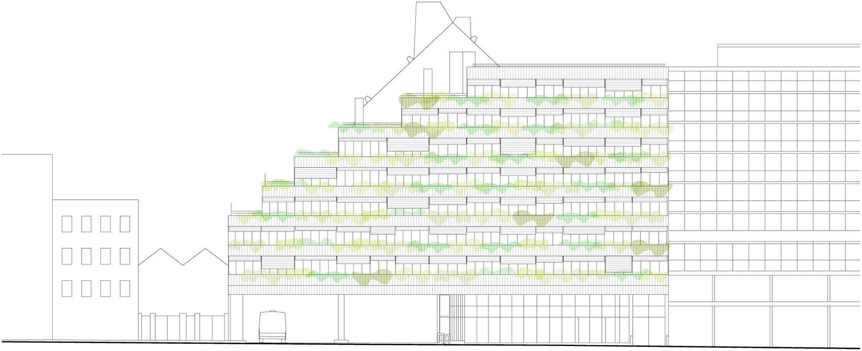 Dwellings and RATP bus center in Paris XIV by ECDM - 谷德设计网