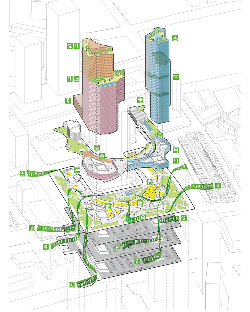 DUO Twin Towers, Singapore by Büro Ole Scheeren - 谷德设计网