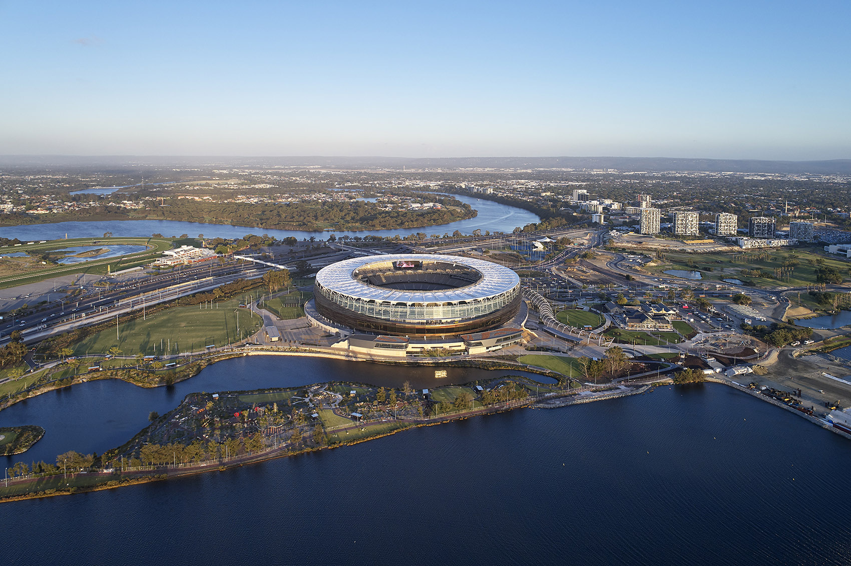 Optus Stadium, Stadium Park and Chevron Parkland, Australia by HASSELL ...