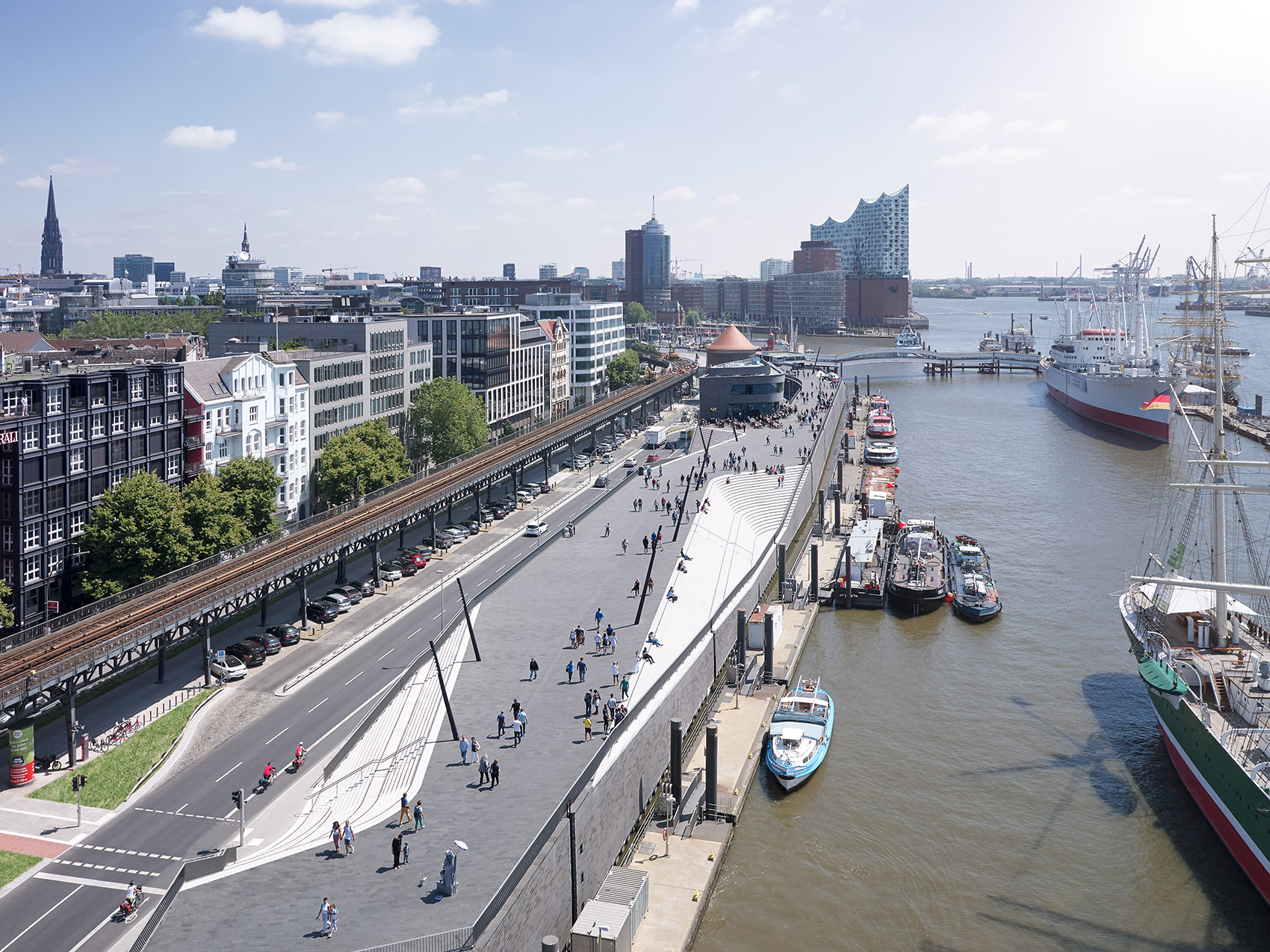 Hamburg River Promenade by Zaha Hadid Architects - 谷德设计网