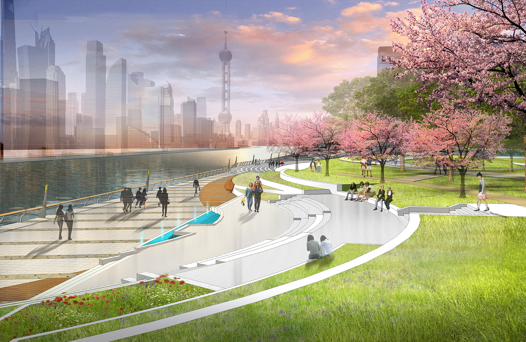 Shanghai north bund riverside mountain block landscape, China by OFFICE ...