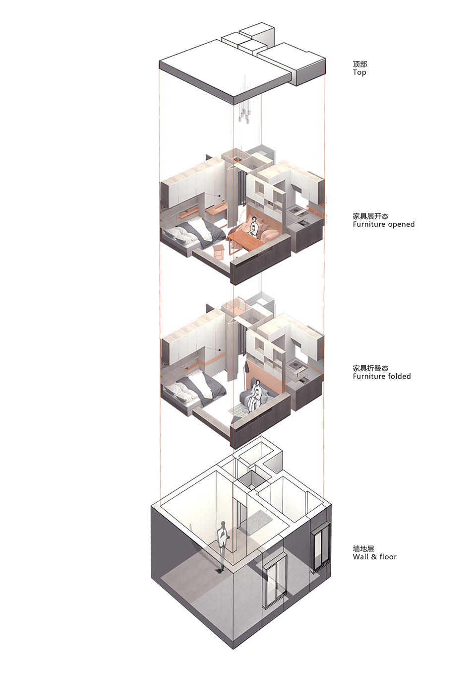 Folding space: 20 square meters house renovation, China by DAGA ...
