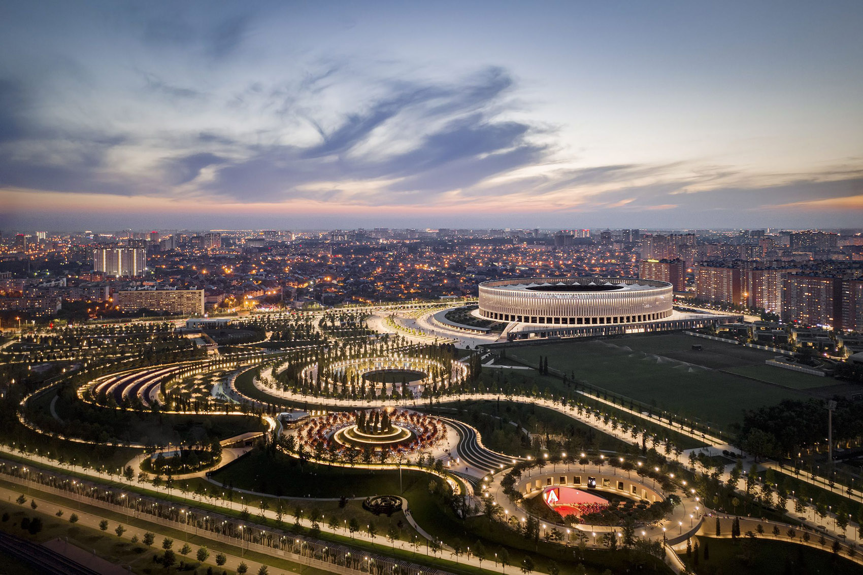 Park at Krasnodar Stadium designed by gmp has been completed - 谷德设计网