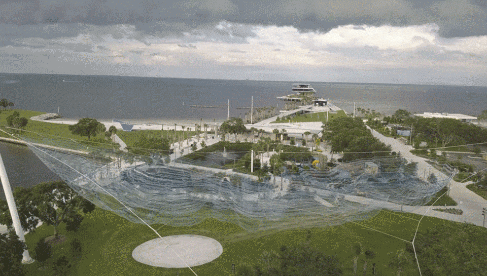 “Bending Arc” Sculpture by Studio Echelman - 谷德设计网