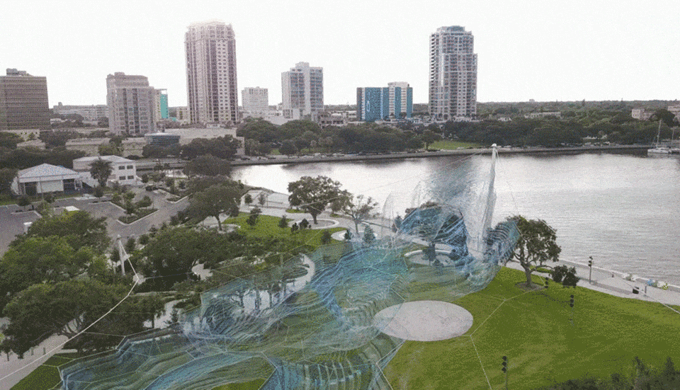 “Bending Arc” Sculpture by Studio Echelman - 谷德设计网