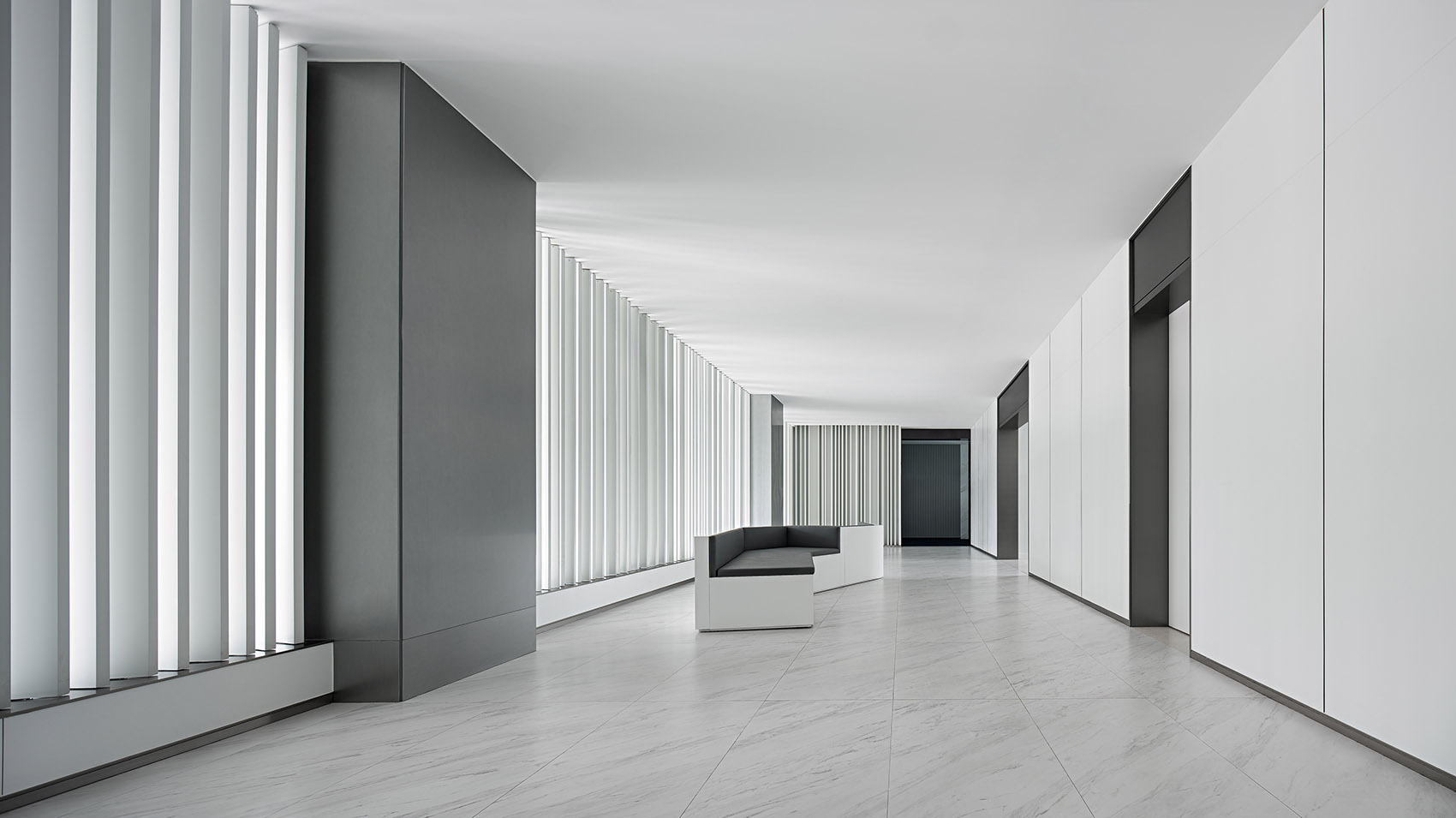 The lobby space design of Dongyu logistics office building, China by WE ...