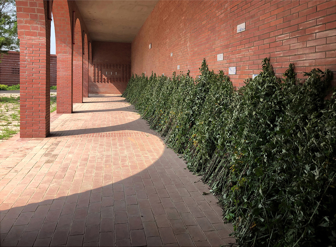Lizigou Red Brick Ceremonial Hall Building in rural countryside, China ...