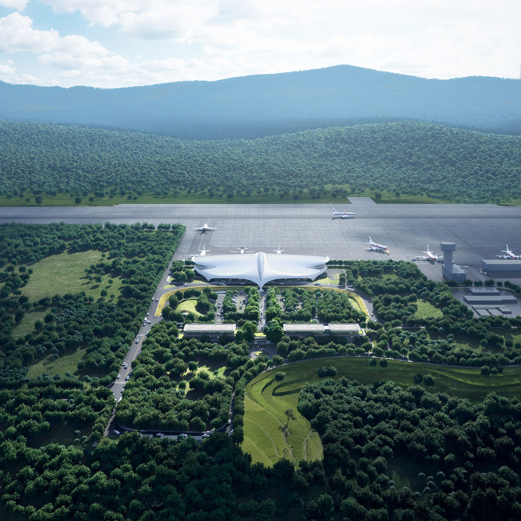 MAD Reveals the design for Zhejiang Lishui Airport - 谷德设计网