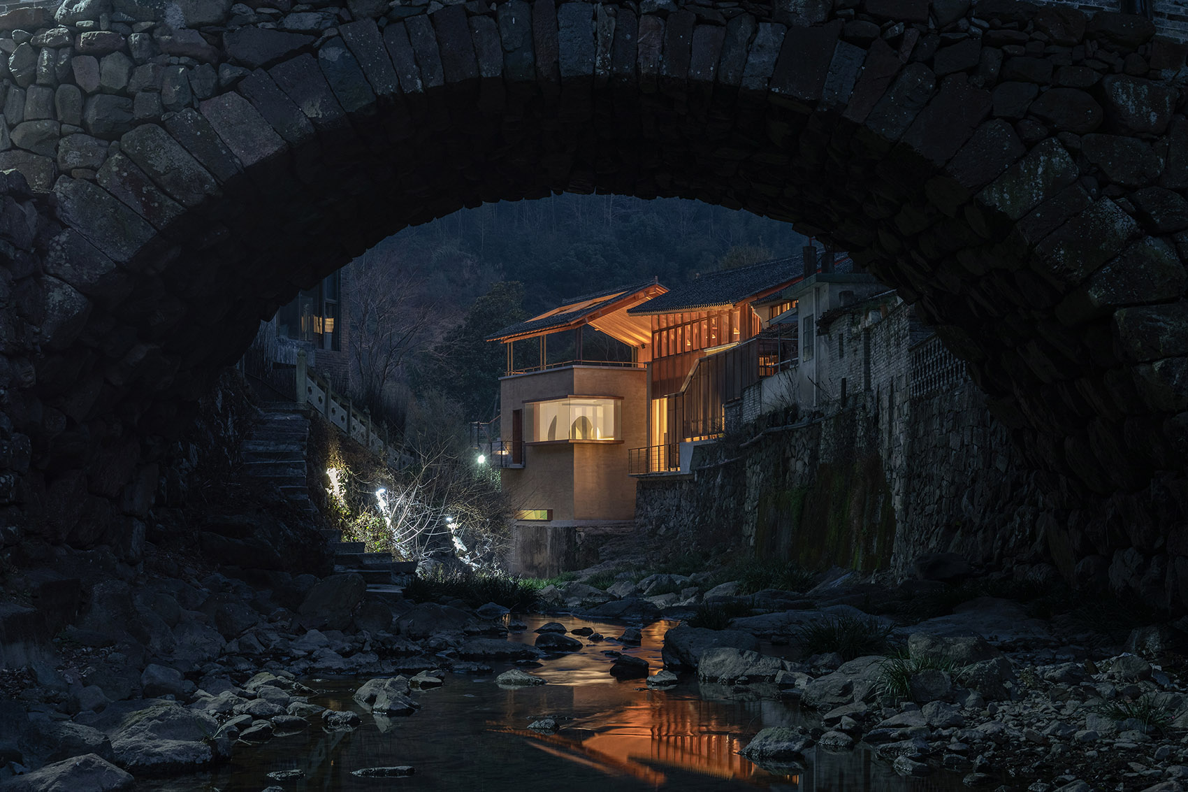 Riverside Restaurant adapted from the power station, Qixiakeng Village ...