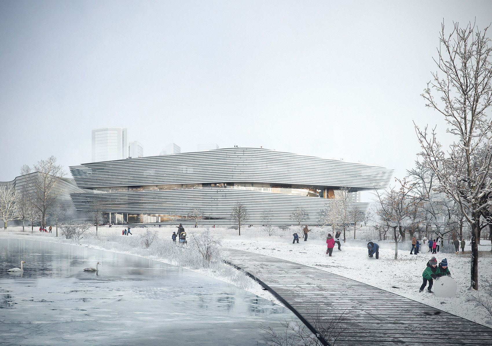 Competition Proposal for New Wuhan Library by Cook Haffner Architecture Platform + Beijing ...