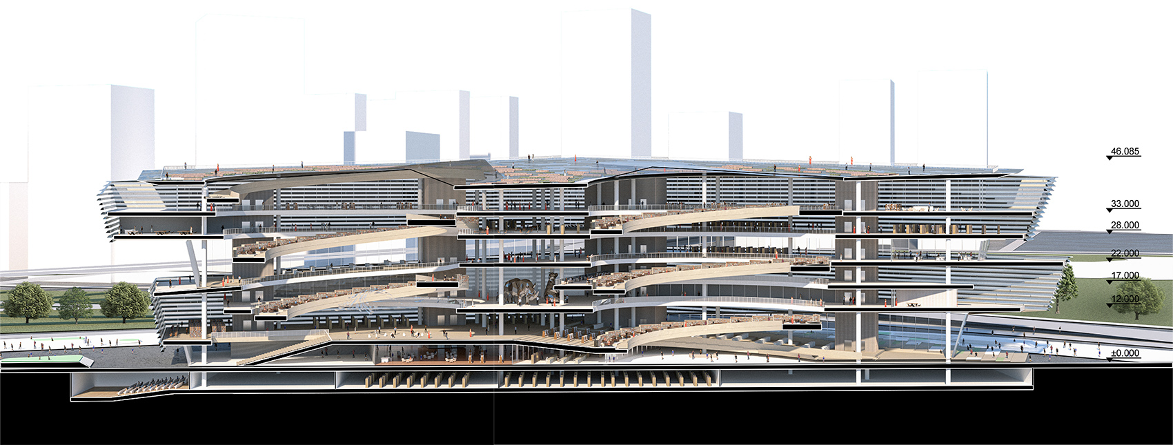 Competition Proposal for New Wuhan Library by Cook Haffner Architecture Platform + Beijing ...