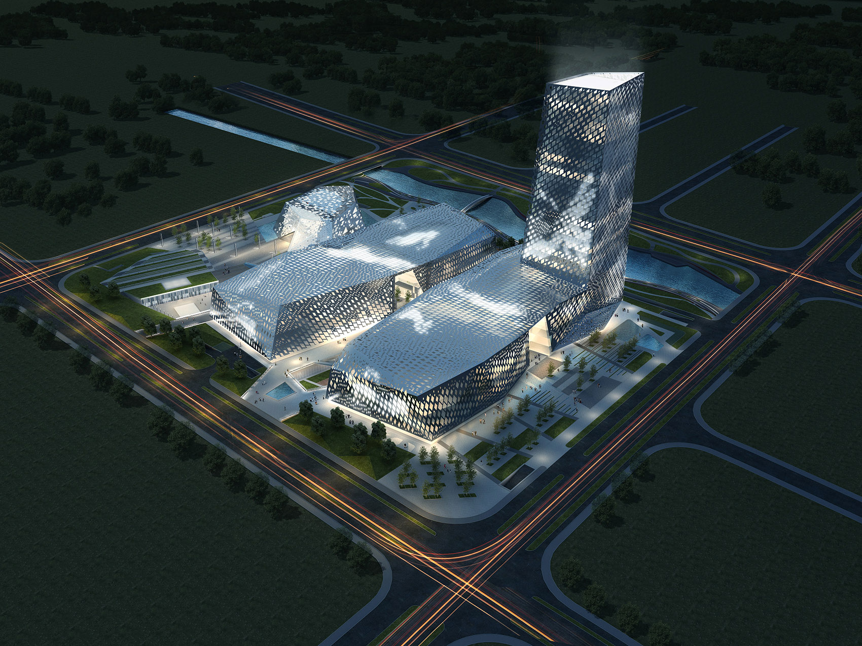 Shandong Provincial Cultural and Art Center (The Three Buildings) by ...