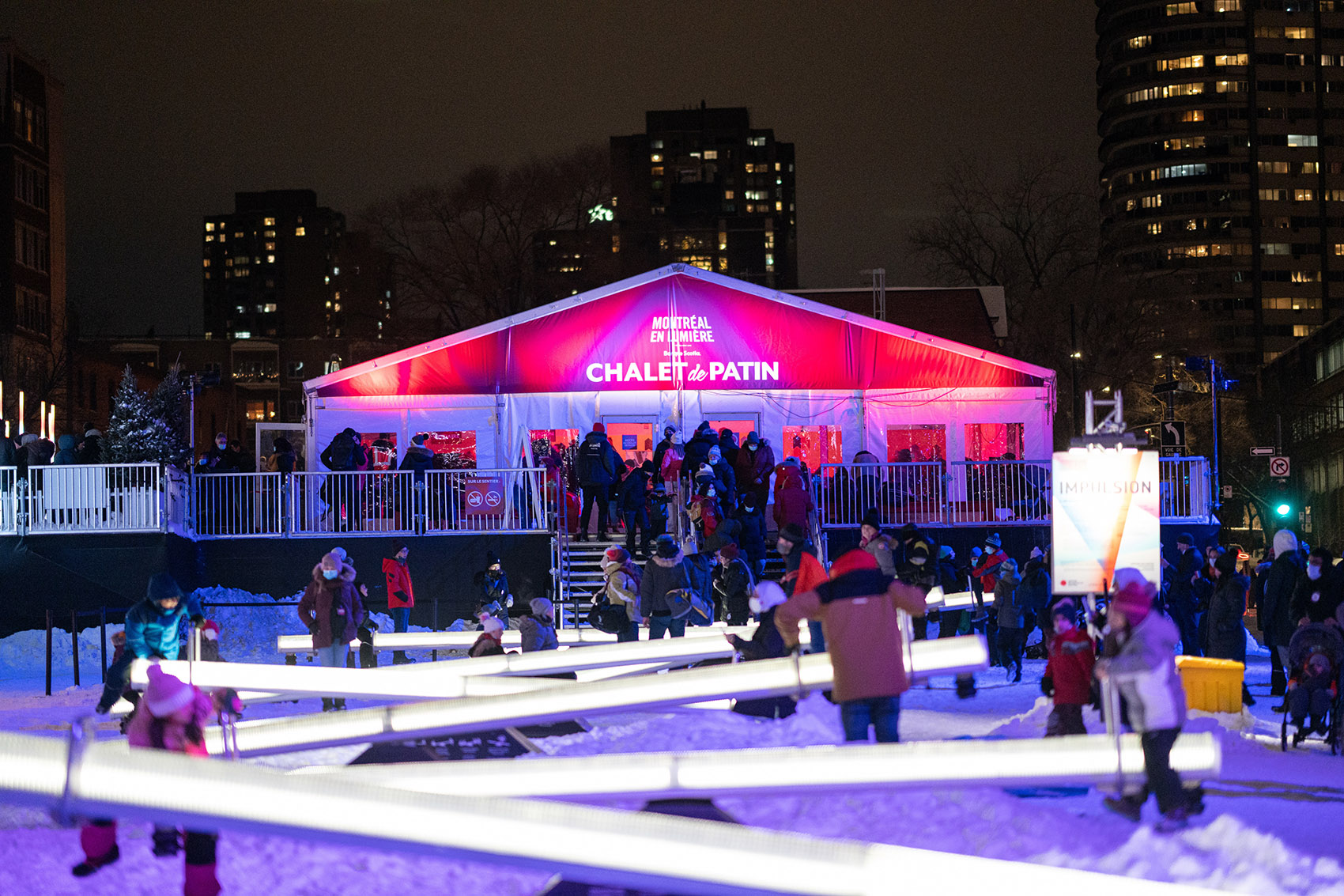 The Montréal en Lumière Festival Opens a 1000-Foot-Long Aerial Skating ...