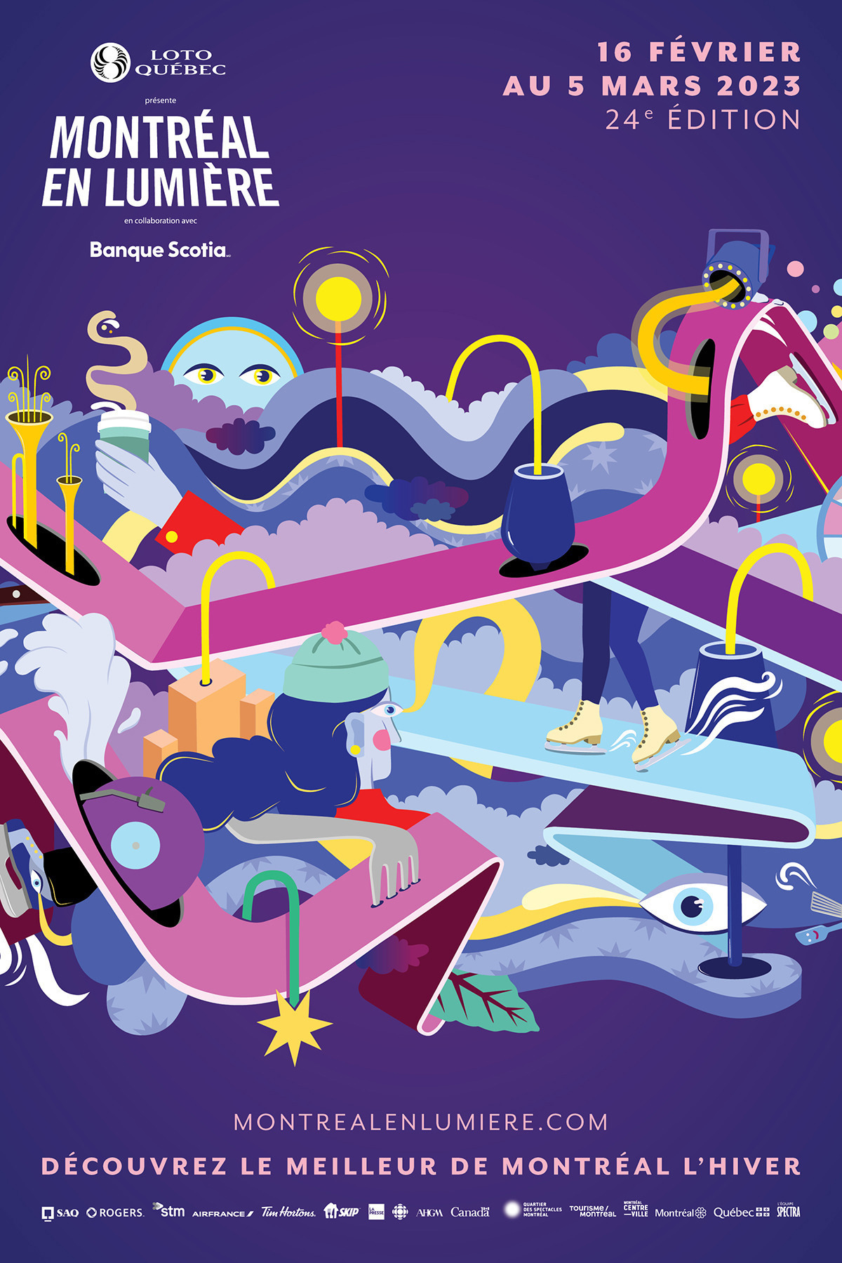 The Montréal en Lumière Festival Opens a 1000-Foot-Long Aerial Skating ...