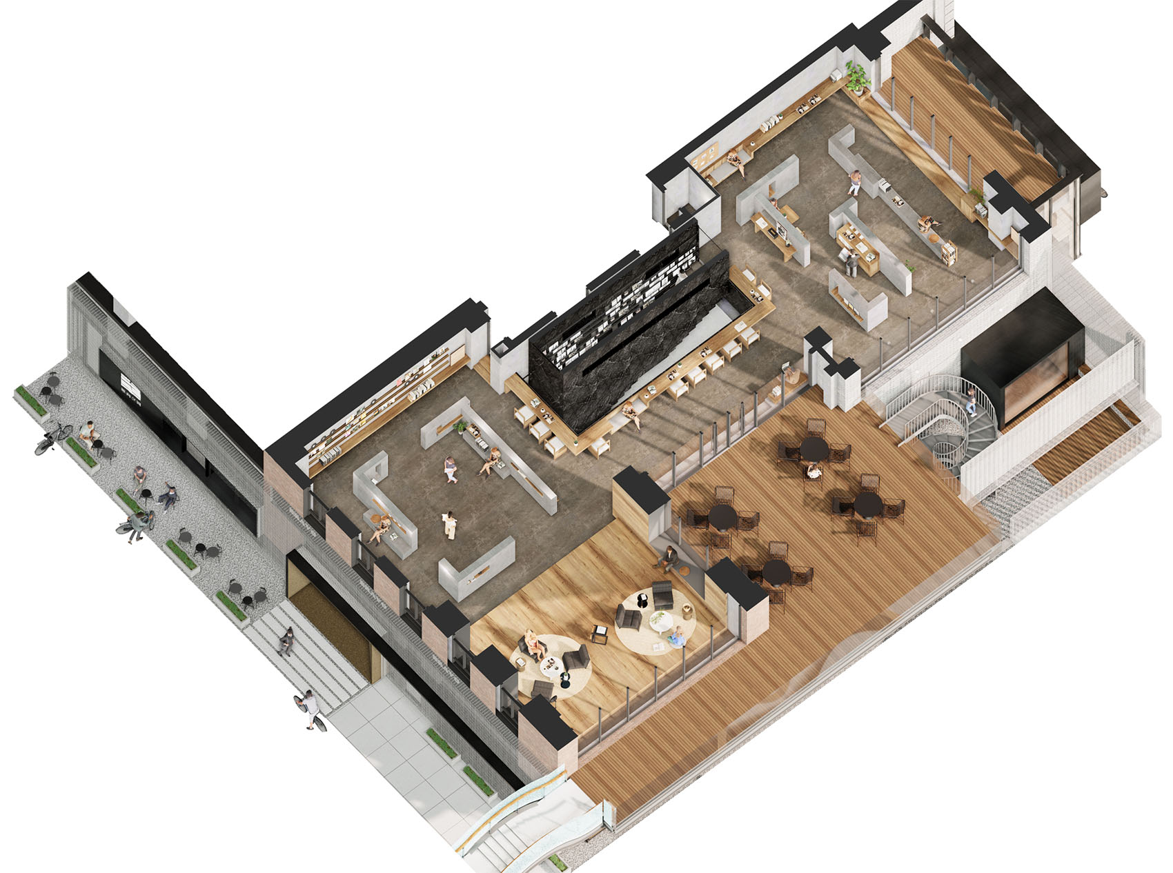 TANKO One Way Space and the 13th Bistro by BUZZ Architects - 谷德设计网