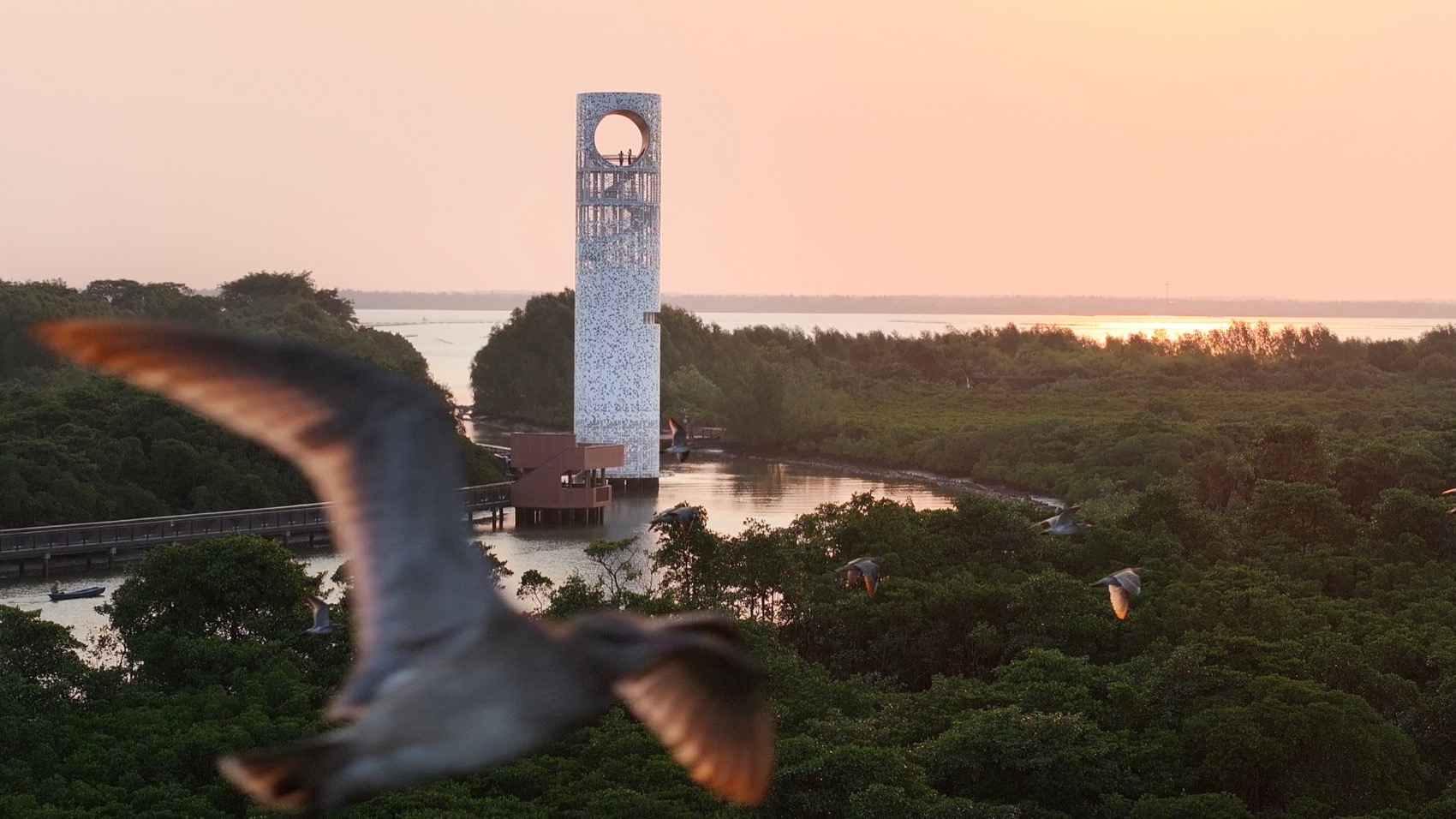 Observation Tower of Dongzhai Harbor Mangrove Natural Reserve Area by ...